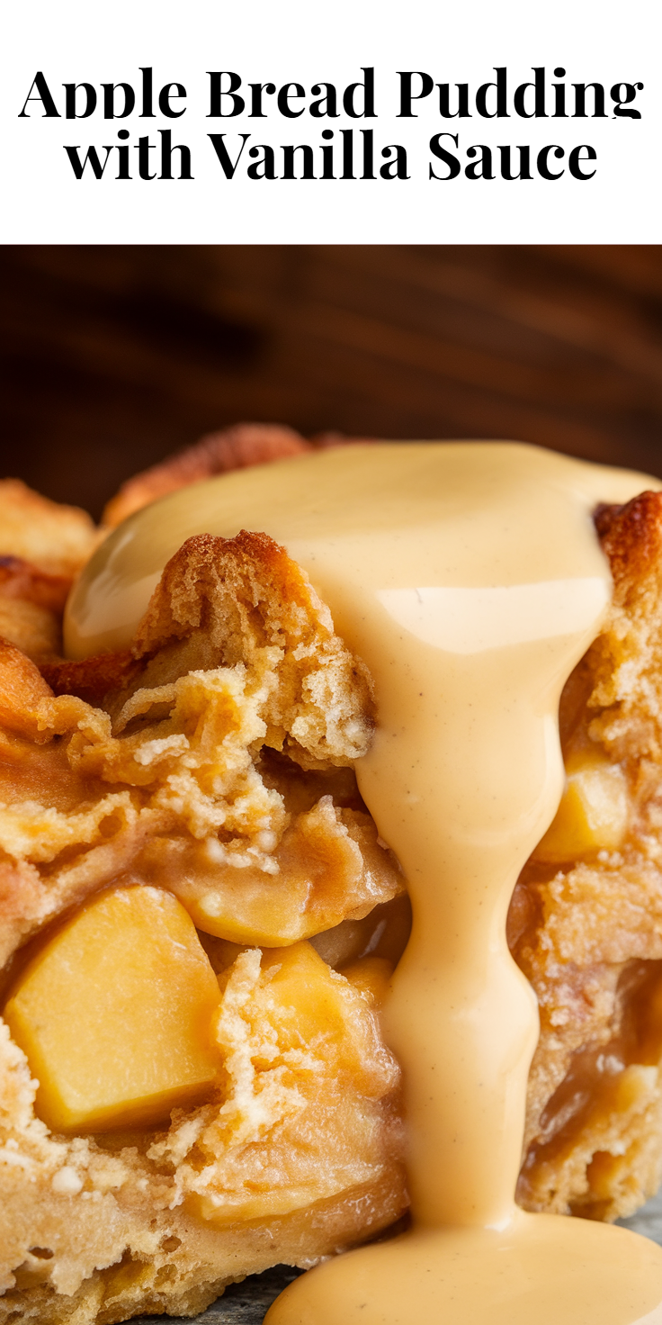 Apple Bread Pudding with Vanilla Sauce