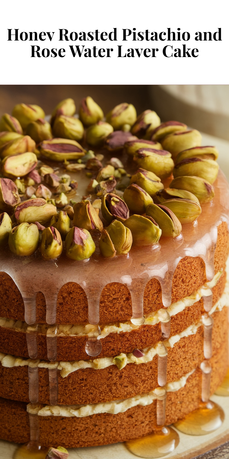Honey Roasted Pistachio and Rose Water Layer Cake