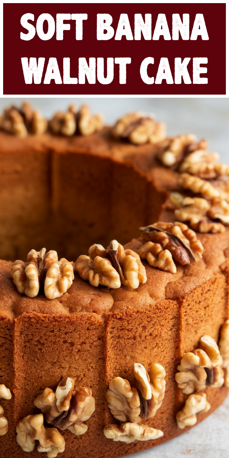 Soft Banana Walnut Cake