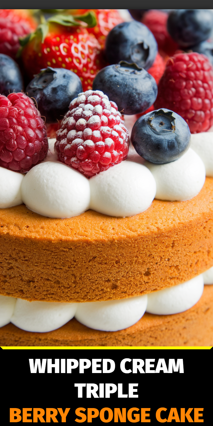 Whipped Cream Triple Berry Sponge Cake